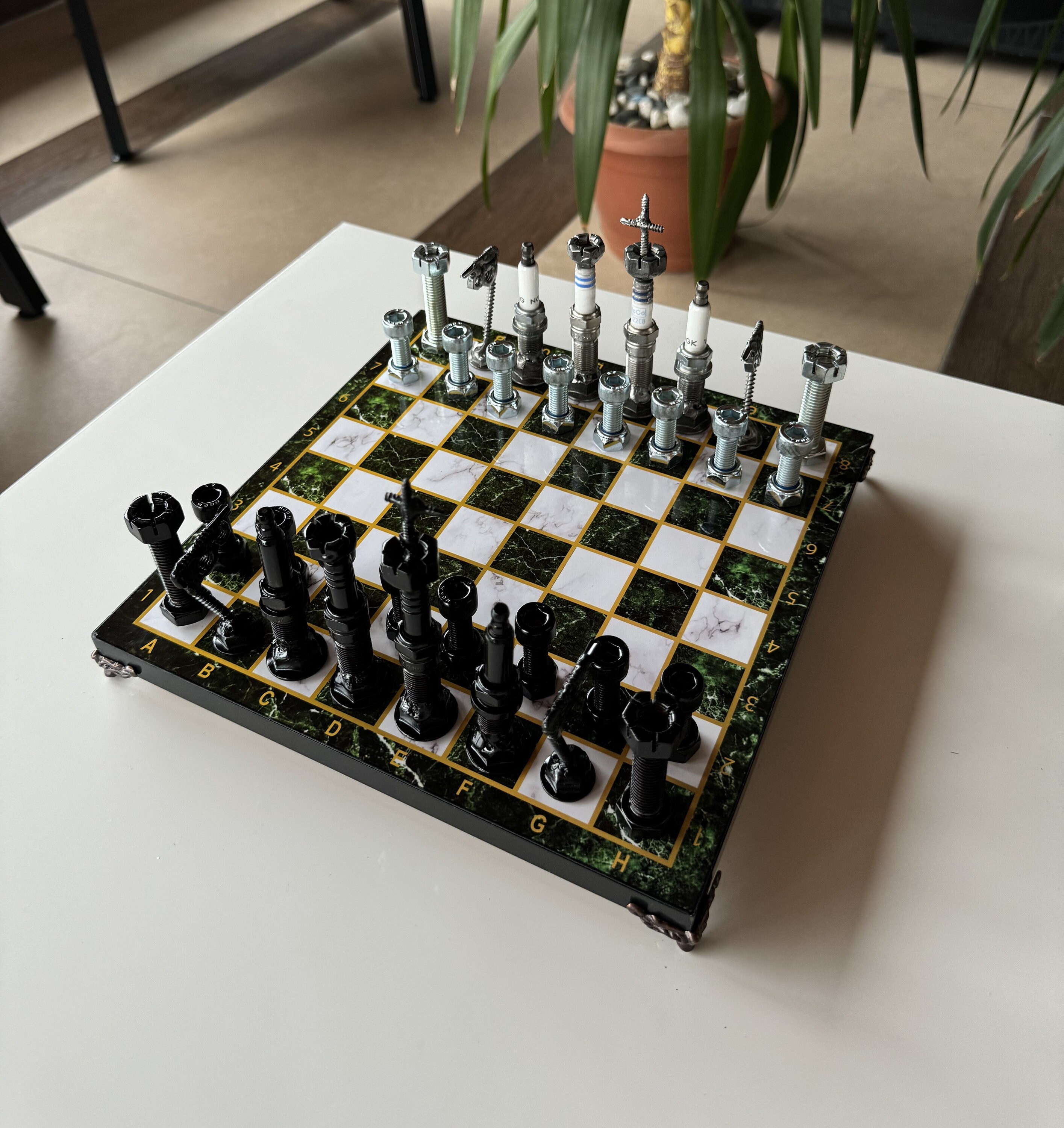 Spark Plug Chess Set | Real Car Engine Parts | Industrial Chess Board ...