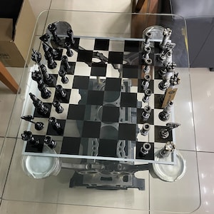 Engine Table With Chess Set // Engine Table / Gearhead / Man Cave ...