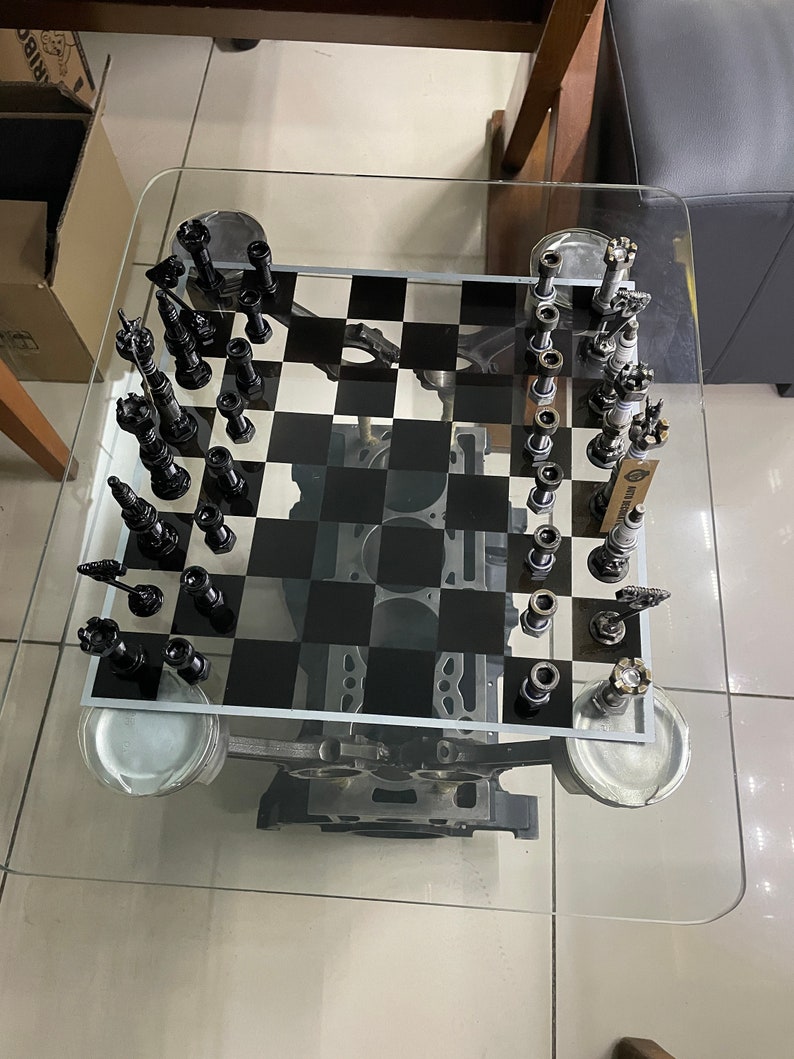 Engine Table With Chess Set // Engine Table / Gearhead / Man Cave ...
