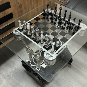 Engine Block Chess Table // Customizable Man Cave Furniture // Handmade ...