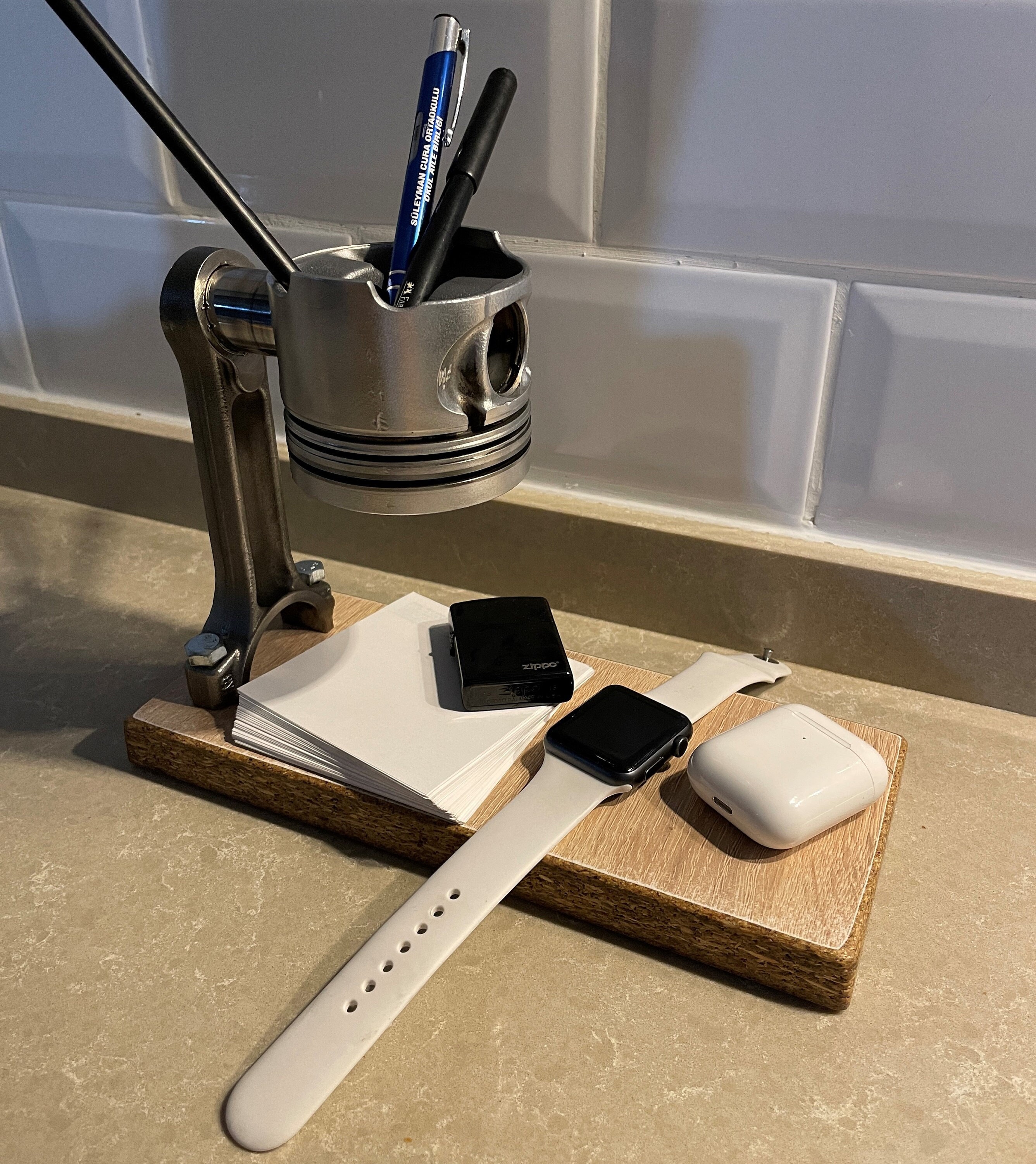 Piston Office Wooden Pen Holder / Real Car Engine Parts / Piston Wooden ...