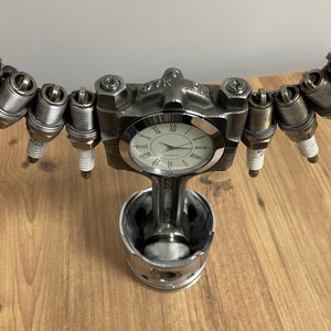 Piston Clock With Spark Plug Wing / Real Car Engine Parts / Piston ...