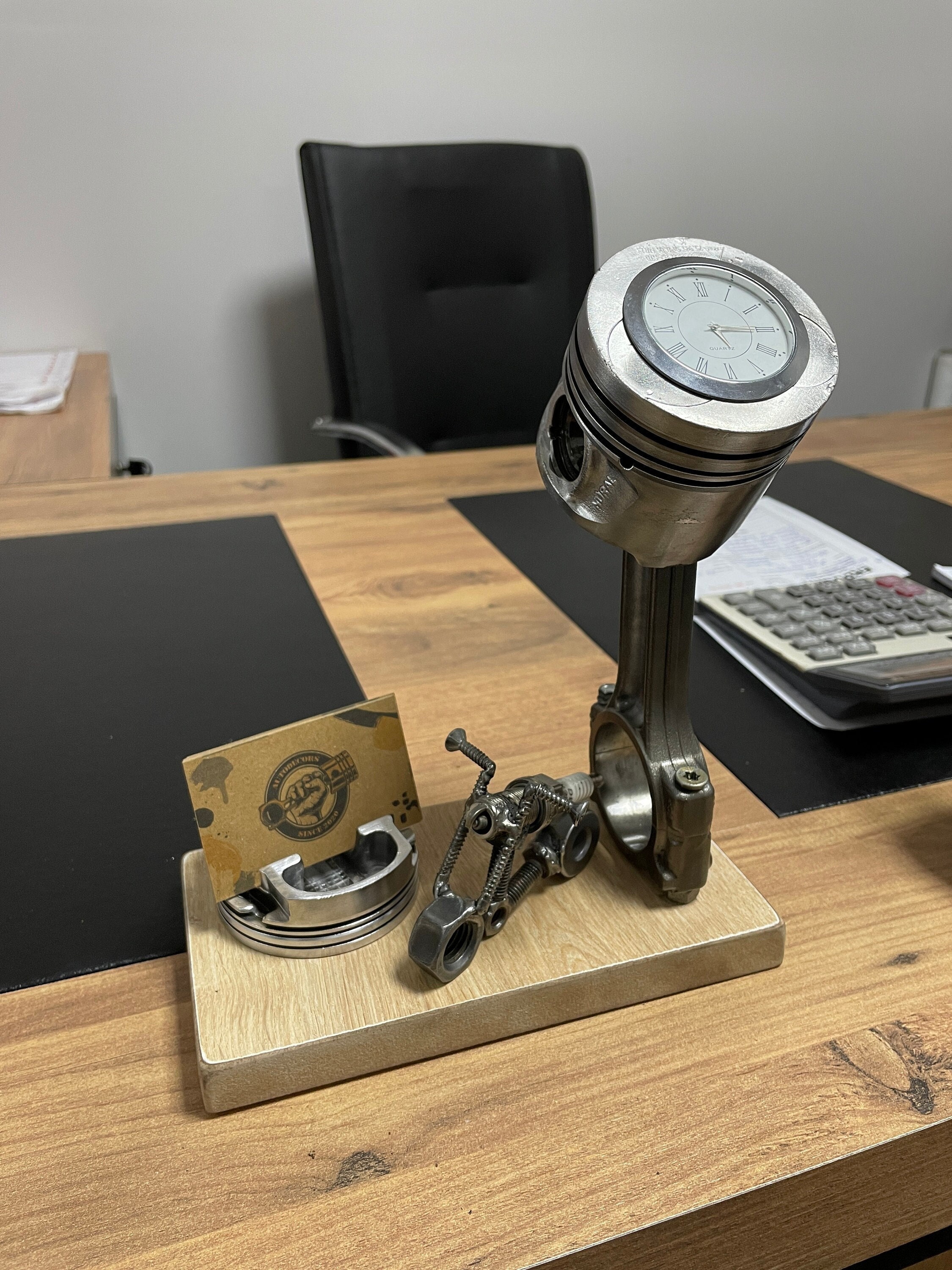 Piston Clock / Real Car Engine Parts / Piston Trinket / Wooden Based ...