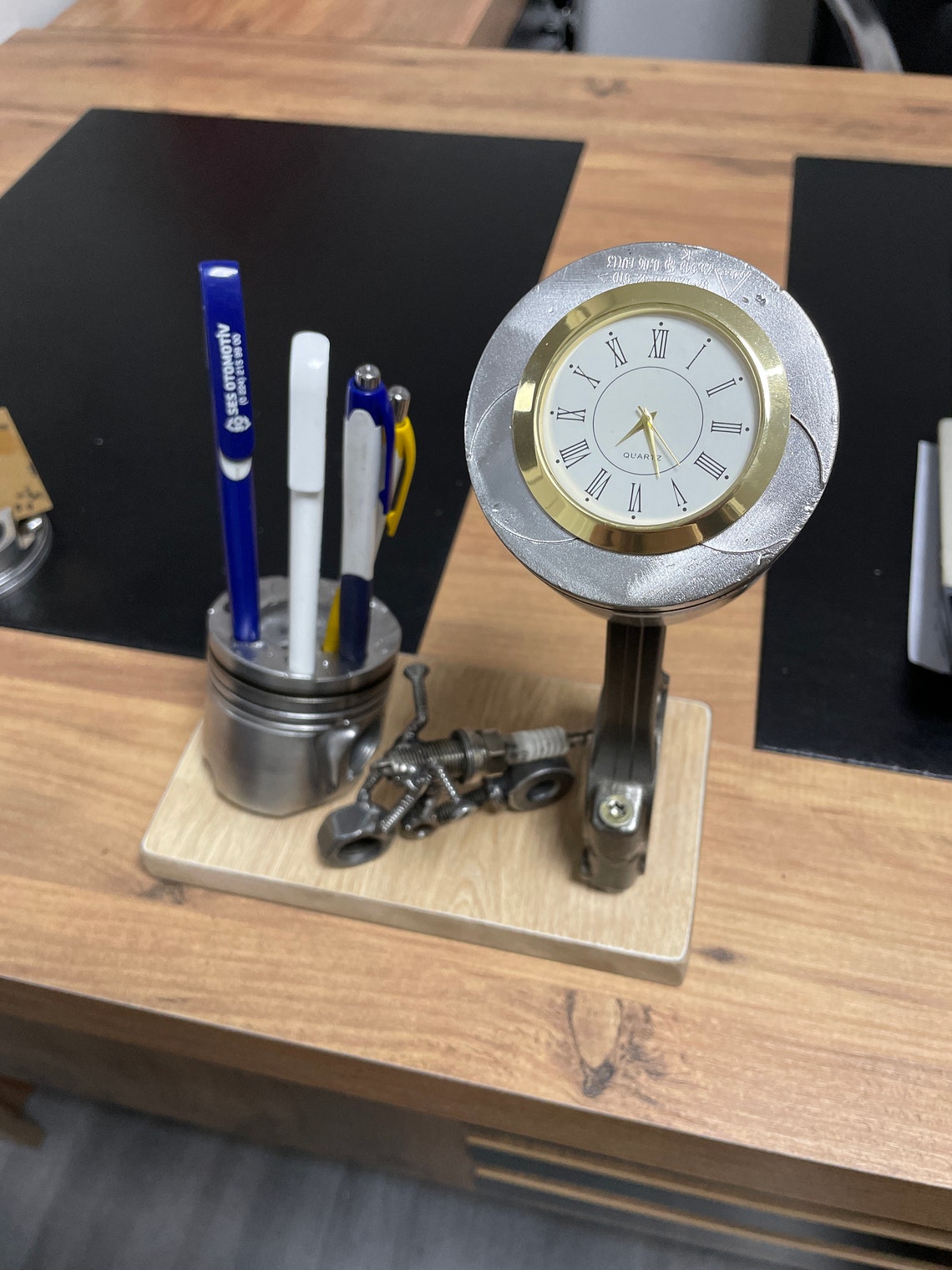 Piston Clock / Real Car Engine Parts / Piston Trinket / Wooden | Etsy