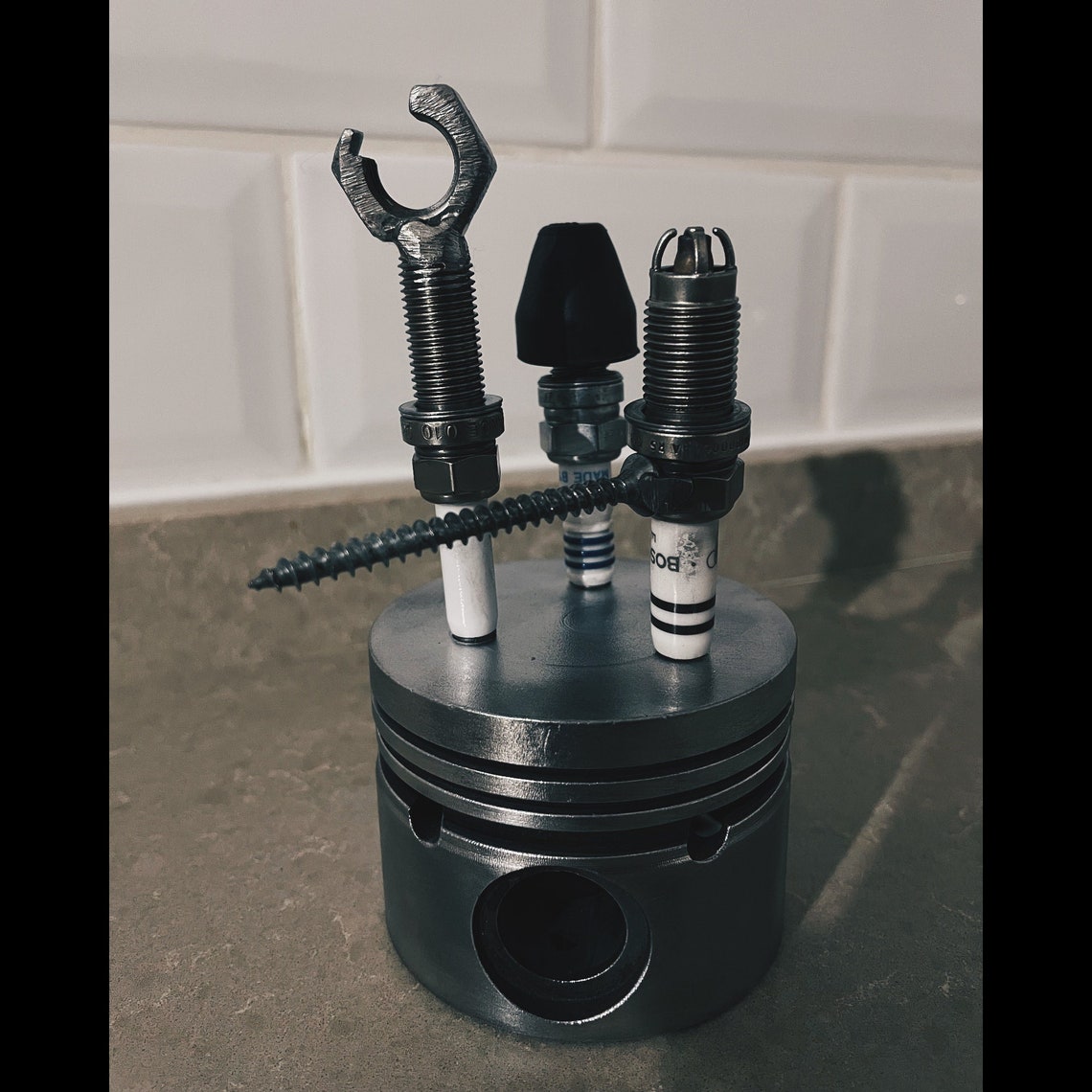 Spark Plug Bar Set - Bottle Opener, Corkscrew, Wine Stopper and Piston ...