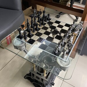 Engine Table With Chess Set // Engine Table / Gearhead / Man Cave ...