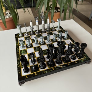 Spark Plug Chess Set | Real Car Engine Parts | Industrial Chess Board ...