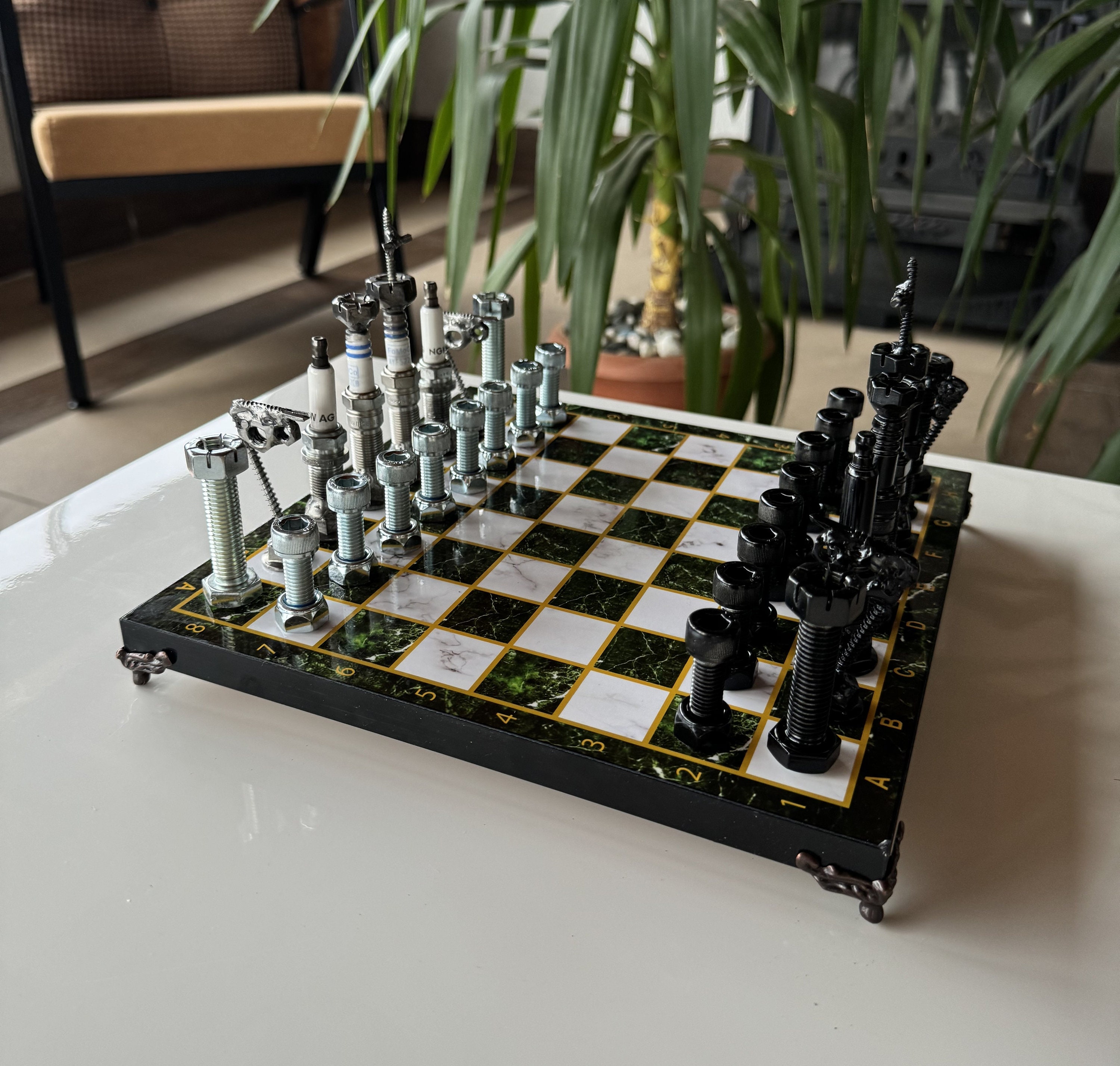 Spark Plug Chess Set | Real Car Engine Parts | Industrial Chess Board ...
