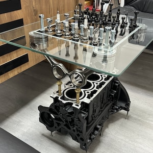 Engine Block Chess Table // Customizable Man Cave Furniture // Handmade ...