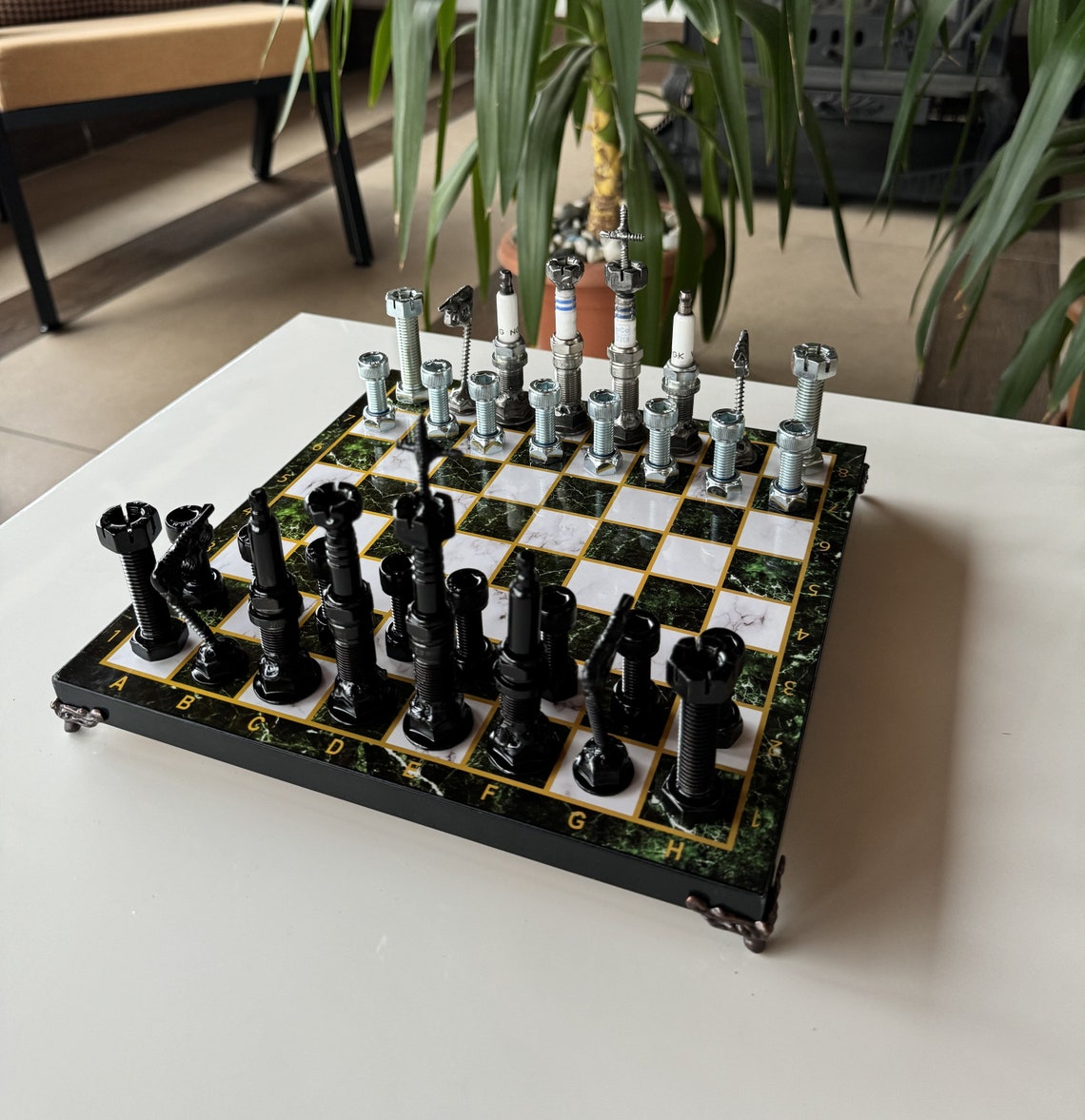 Spark Plug Chess Set | Real Car Engine Parts | Industrial Chess Board ...