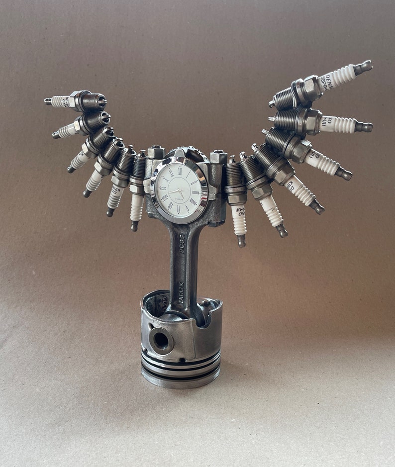 Piston Clock With Spark Plug Wing / Real Car Engine Parts / - Etsy