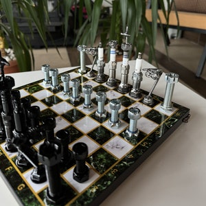 Spark Plug Chess Set | Real Car Engine Parts | Industrial Chess Board ...