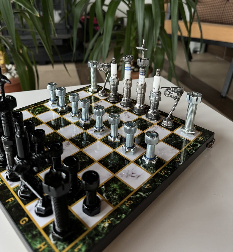 Spark Plug Chess Set | Real Car Engine Parts | Industrial Chess Board ...