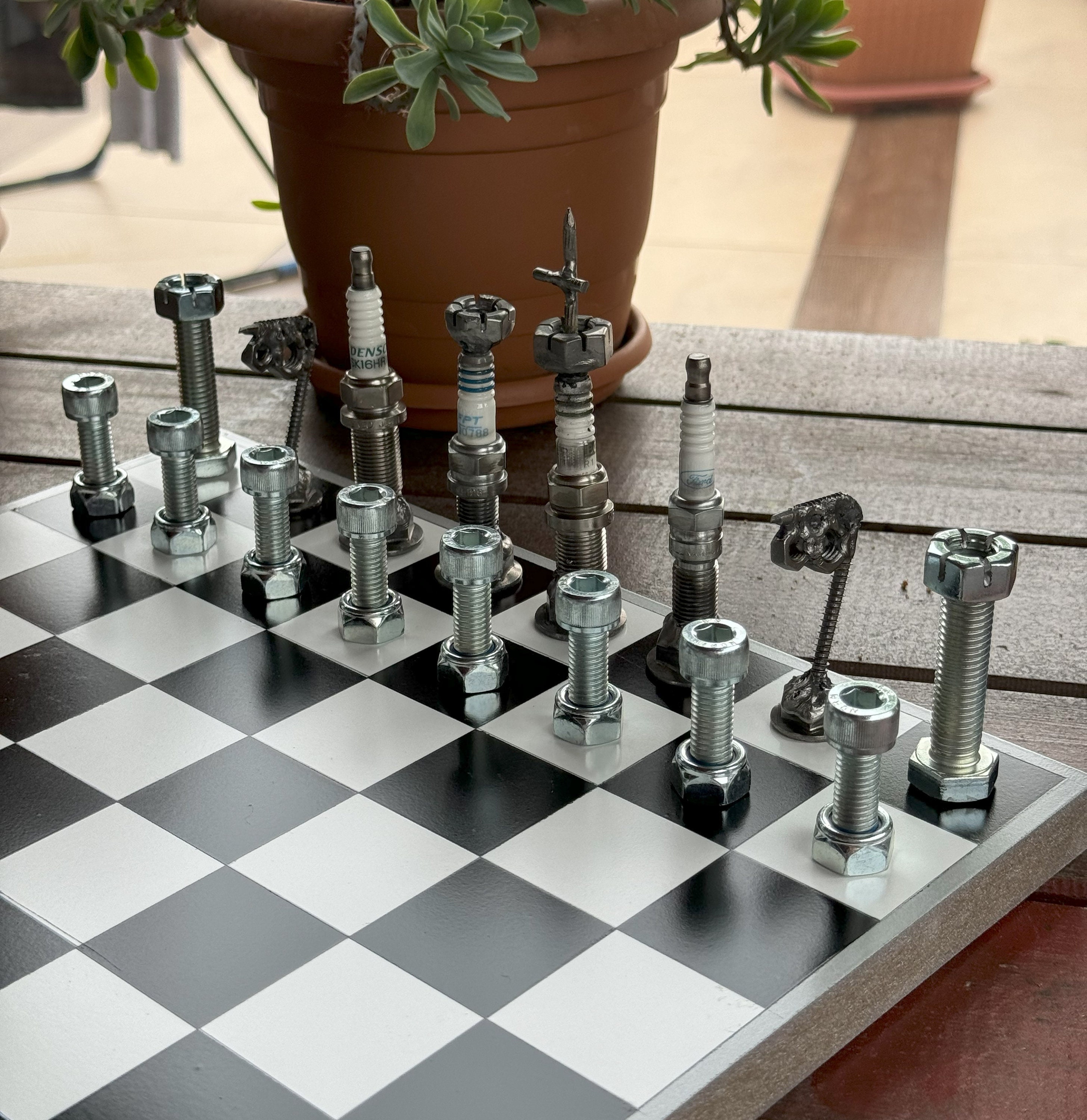 Spark Plug Chess Set | Real Car Engine Parts | Industrial Chess Board ...