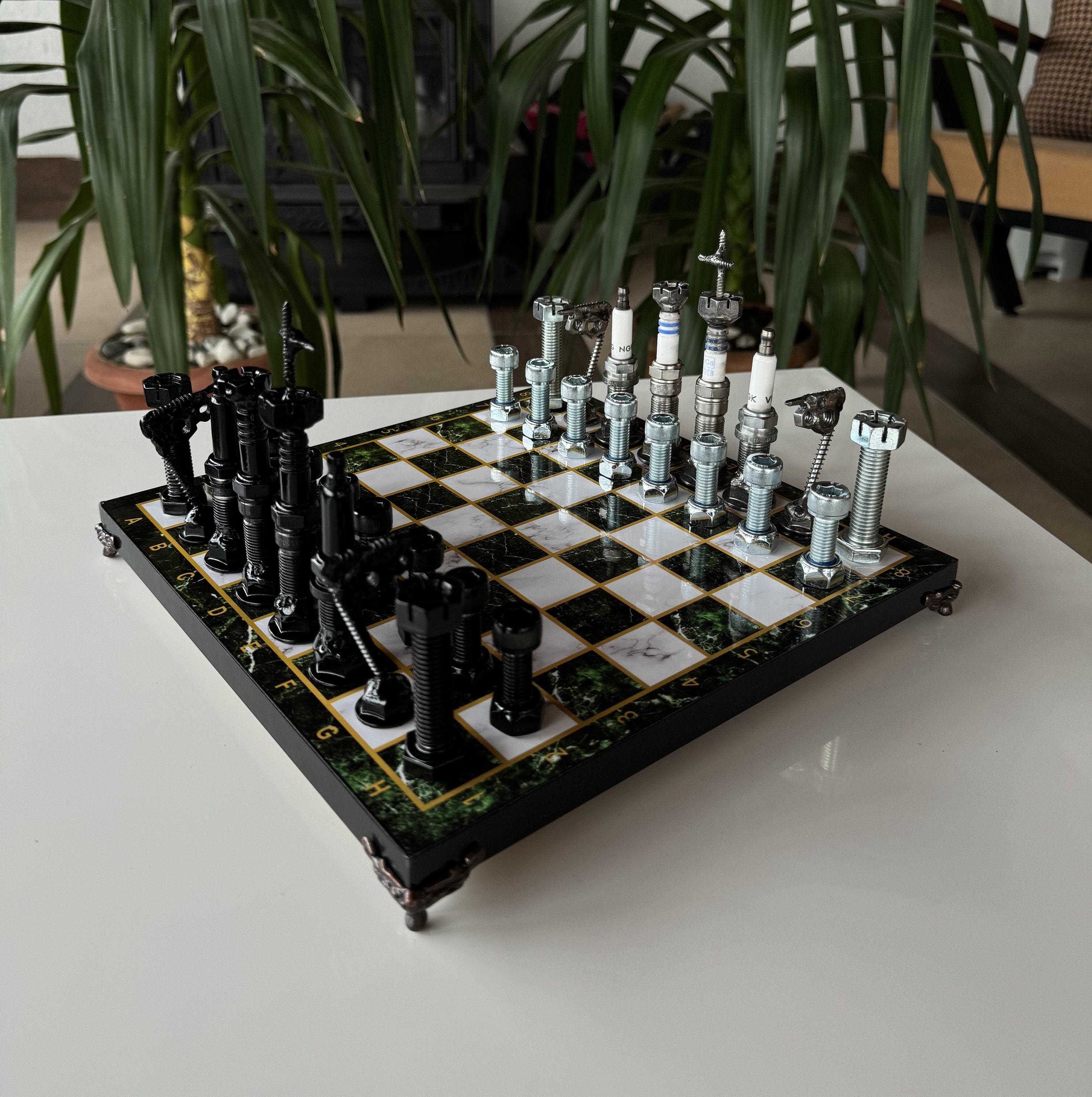 Spark Plug Chess Set | Real Car Engine Parts | Industrial Chess Board ...