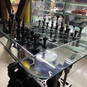 Engine Table With Chess Set // Engine Block Table / Gearhead / Man Cave ...