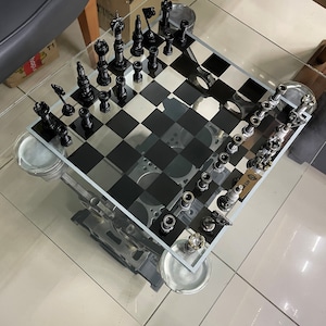 Engine Table With Chess Set // Engine Block Table / Gearhead / Man Cave ...