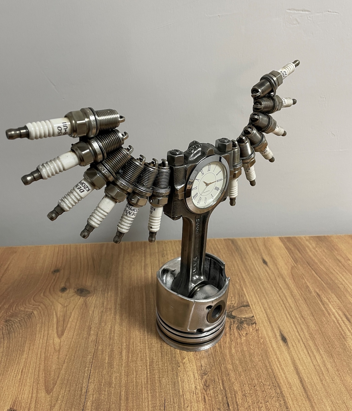 Piston Clock With Spark Plug Wing / Real Car Engine Parts / - Etsy