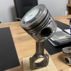 Piston Clock / Wooden Based Piston Clock / Real Car Engine Parts ...