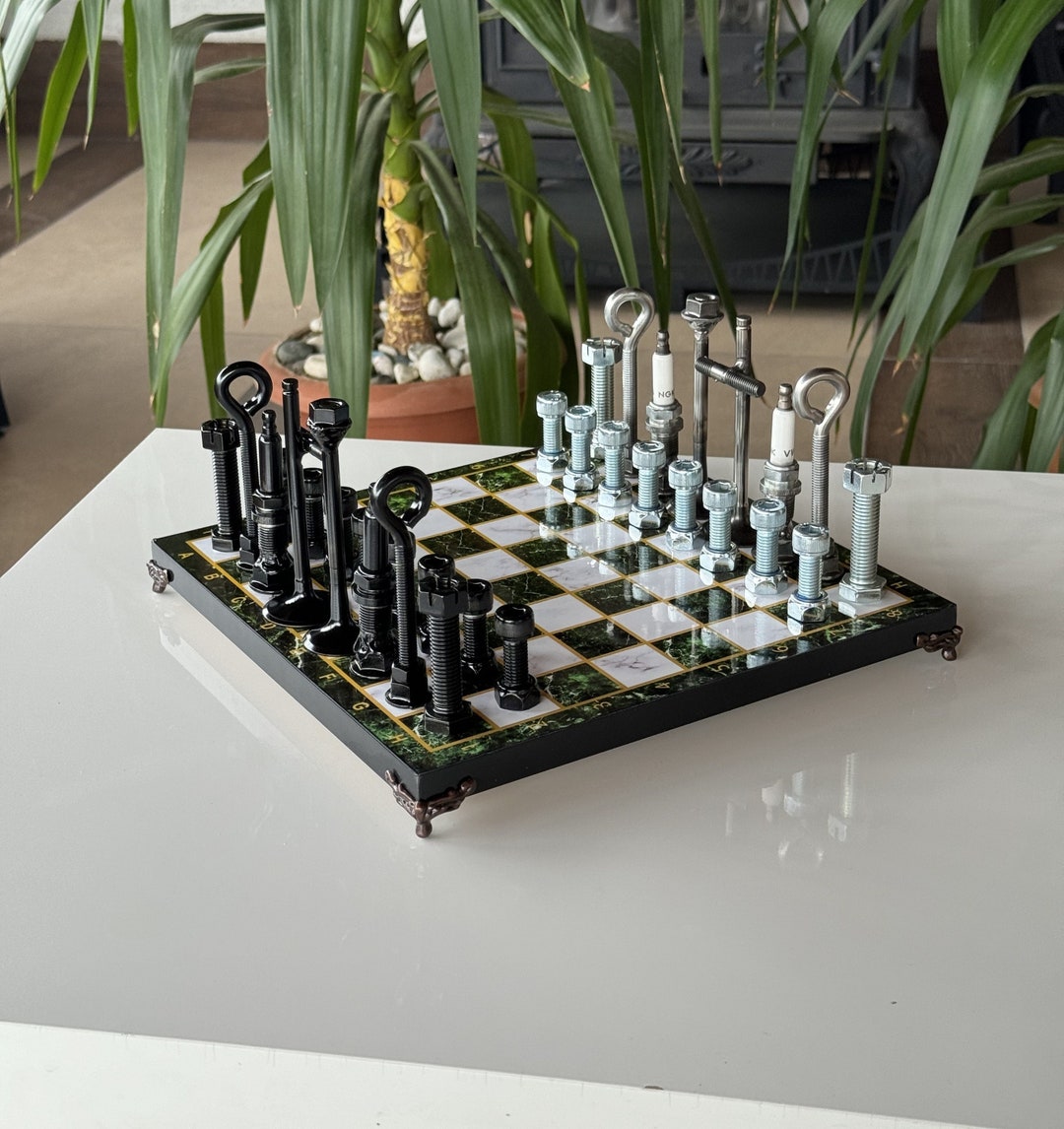 Spark Plug Chess Set | Real Car Engine Parts | Industrial Chess Board ...
