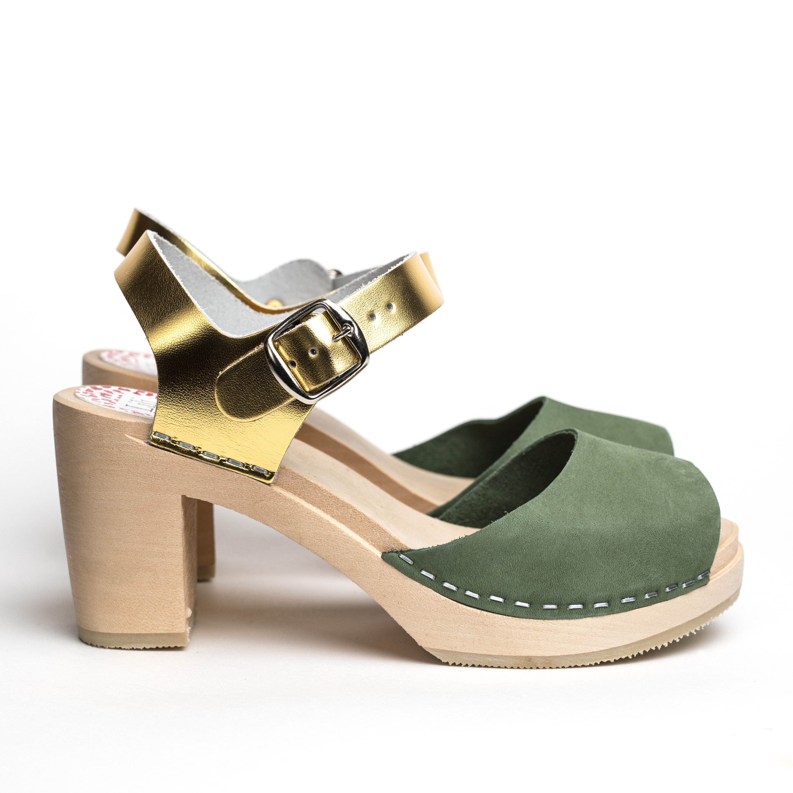 Visby Moss Green Gold Clog Sandal - Etsy