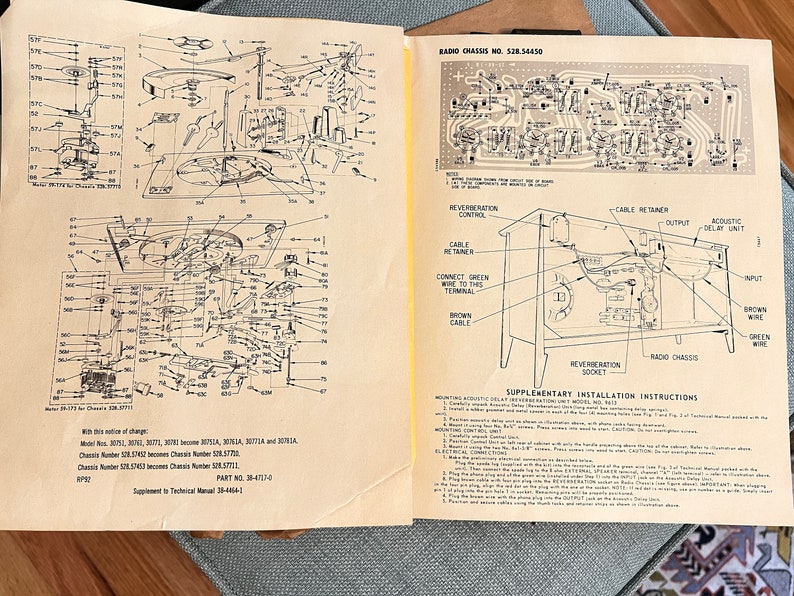 Vintage Sears Silvertone Stereo Radio Parts Innards of Cabinet. Manual ...