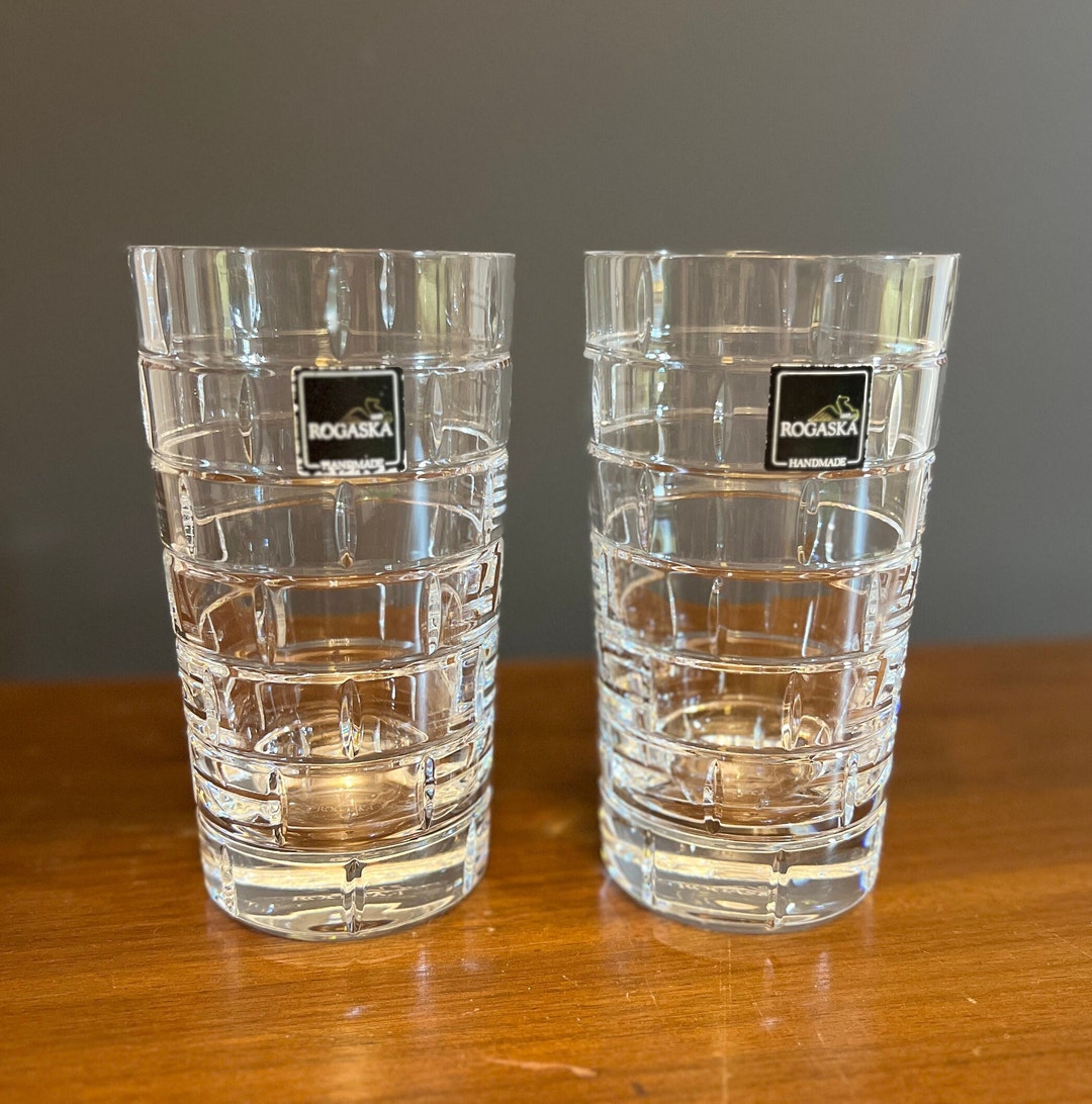 Set of 2 Rogaska Quoin Crystal Highball Tumbler Glasses. Discontinued ...