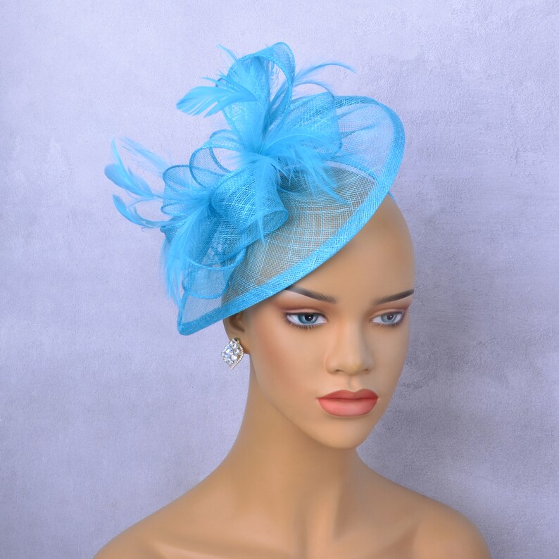 New Lake Blue Sinamay Fascinator,tea Party,church Hat,melbourne Cup Hat ...