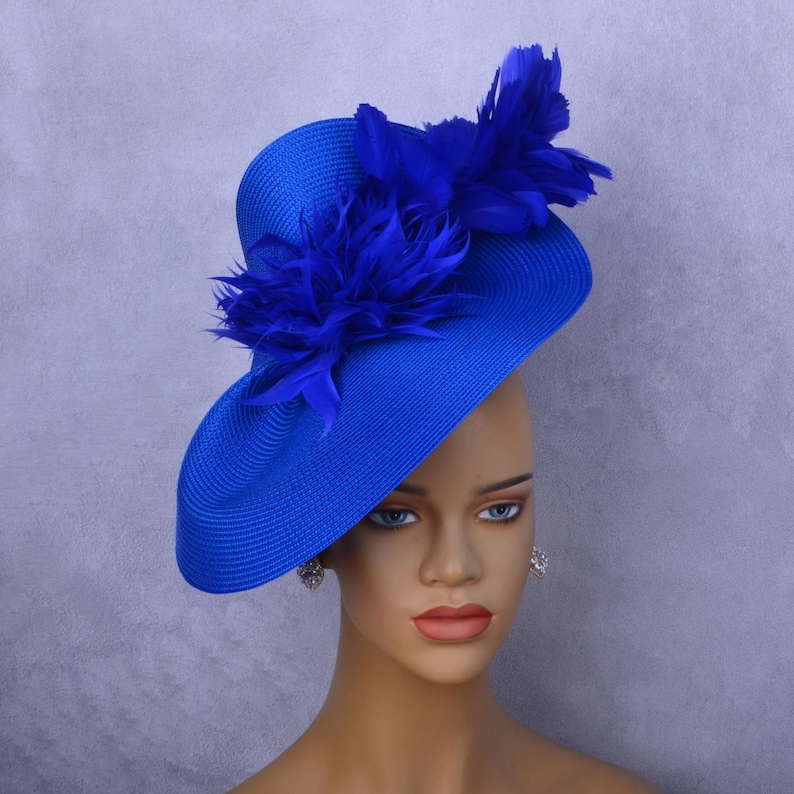 Royal Blue Kentucky Derby Hat: Feathers Fascinator, Tea Party Hat - Etsy