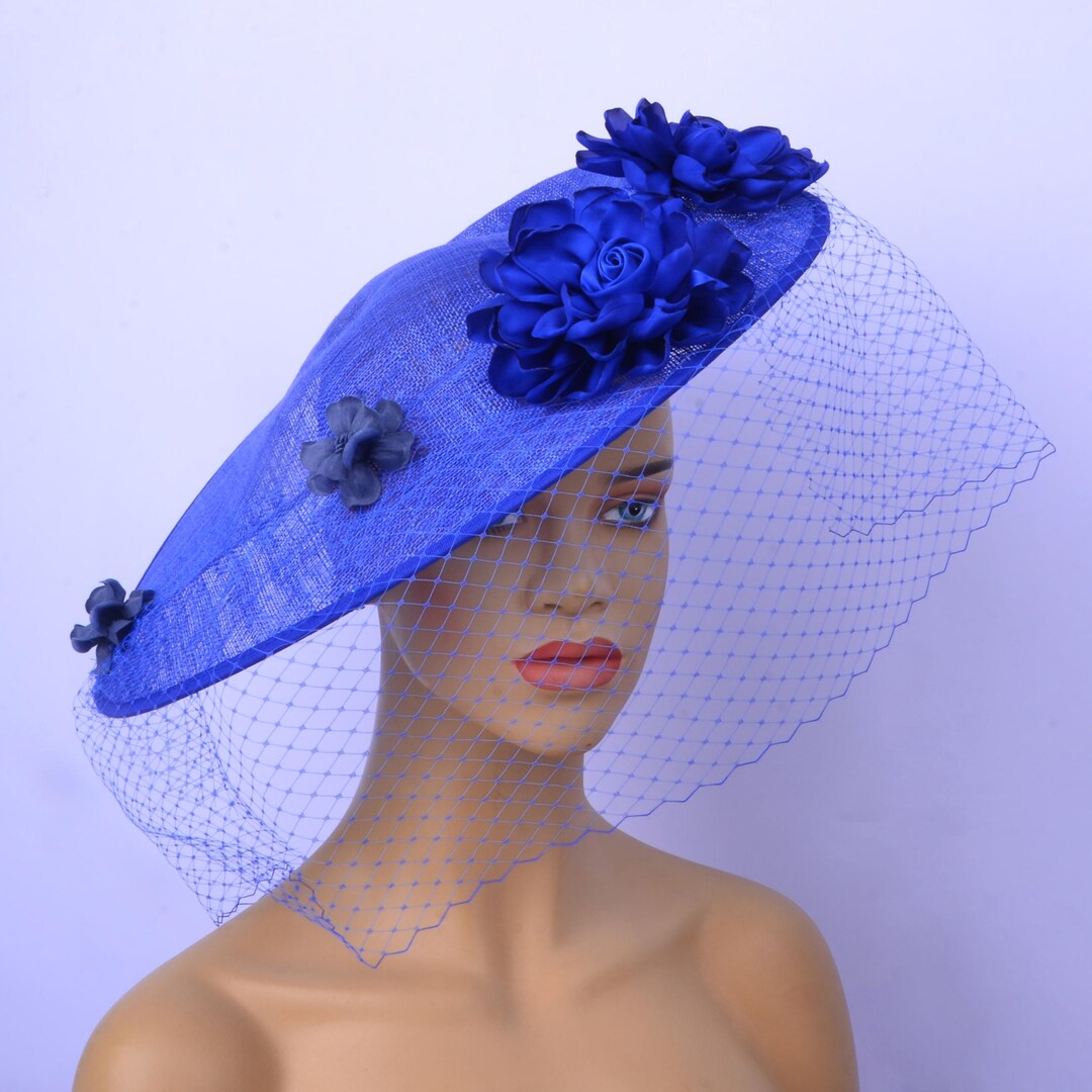 New Royal Blue Derby Hat,wedding Fascinator,tea Party Hat,church Hat ...