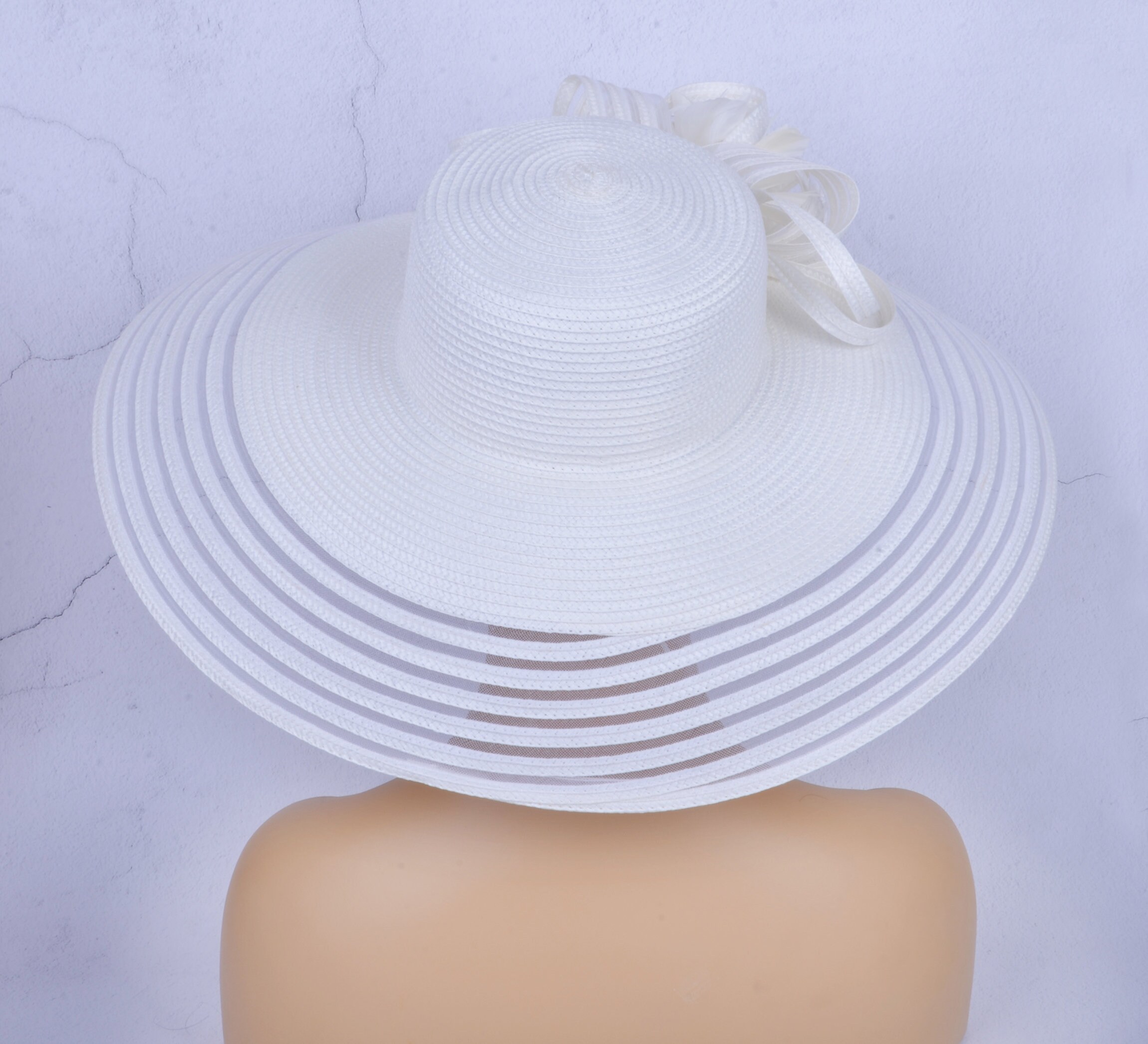 Elegant Ivory Straw Wide Brim Hat, Kentucky Derby, Weddings, Beach ...
