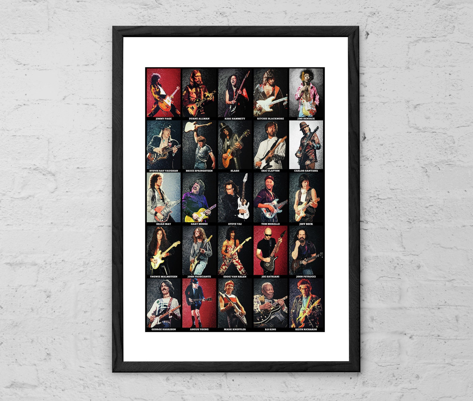 Greatest Guitarists of All Time - Art Print - Rock Poster - Rock and ...