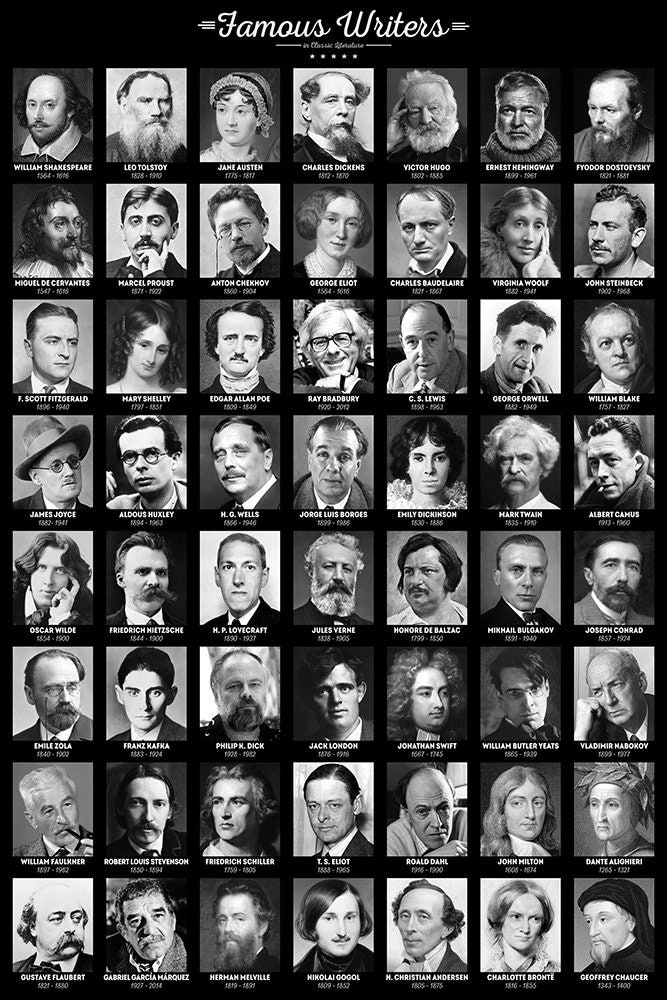 Famous Writers Art Print Literary Poster History of | Etsy