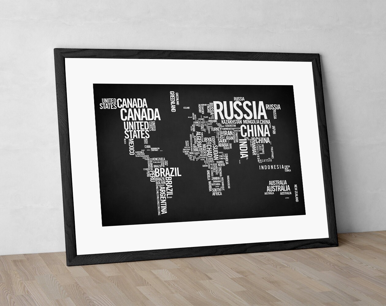 World Map Typo Art Print Typographic World Map Wall Art Poster - Etsy