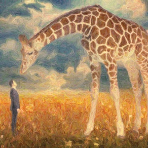 Encounter - Surreal Art Print - Surreal Painting - Giraffe Gift ...