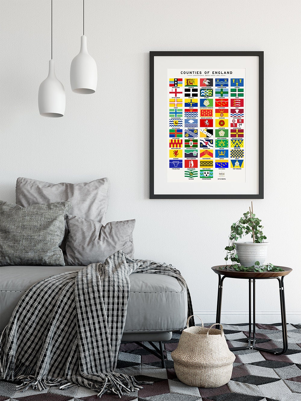 Counties of England - Art Print - British County Flags Poster - Britain ...