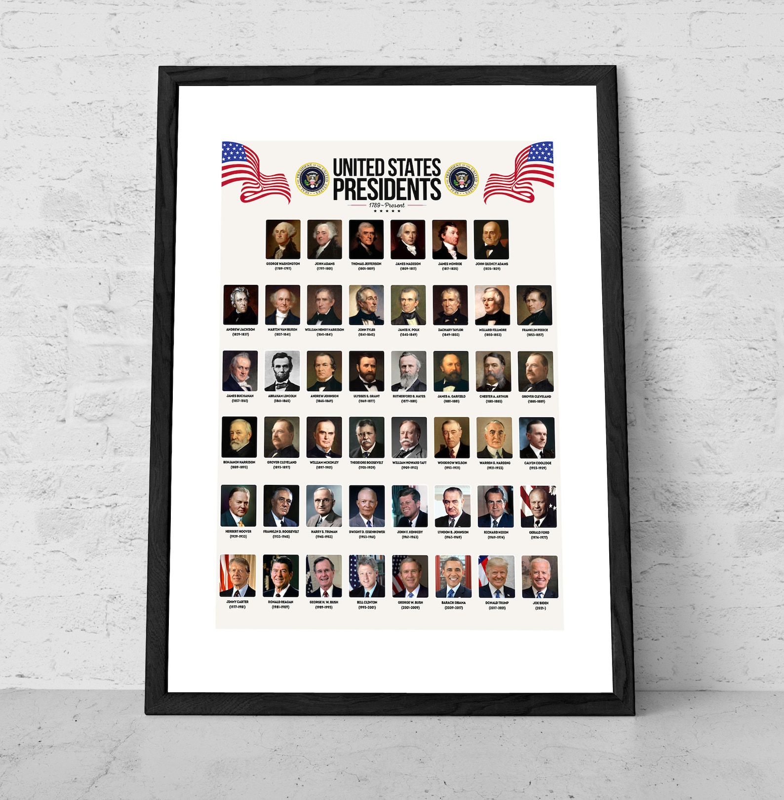 United States Presidents Art Print USA Presidents Poster Educational ...