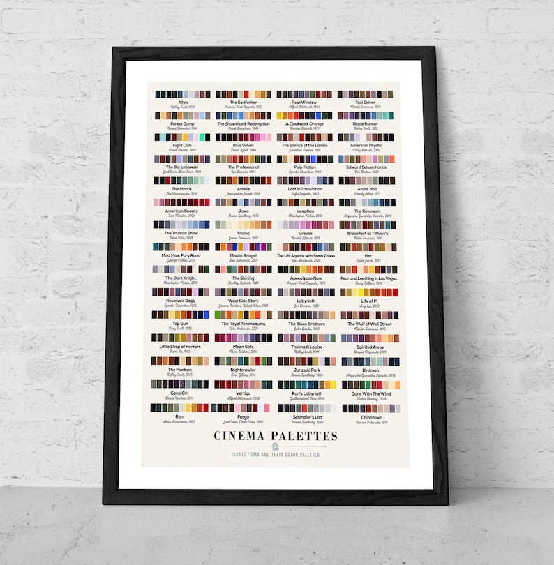 Cinema Color Palettes - Art Print - Movie Poster - Iconic Films Color ...