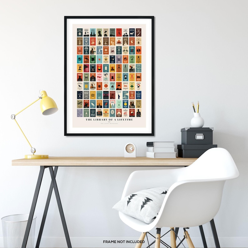 The Library of a Lifetime - 100 Classic Books - Art Print - Literary ...