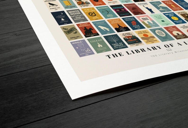 The Library of a Lifetime - 100 Classic Books - Art Print - Literary ...