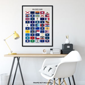 USA State Flags - Art Print - United States Flags Poster - American ...