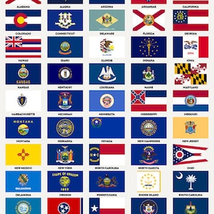 USA State Flags Art Print United States Flags Poster - Etsy