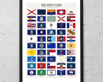 American State Flags Poster - Etsy