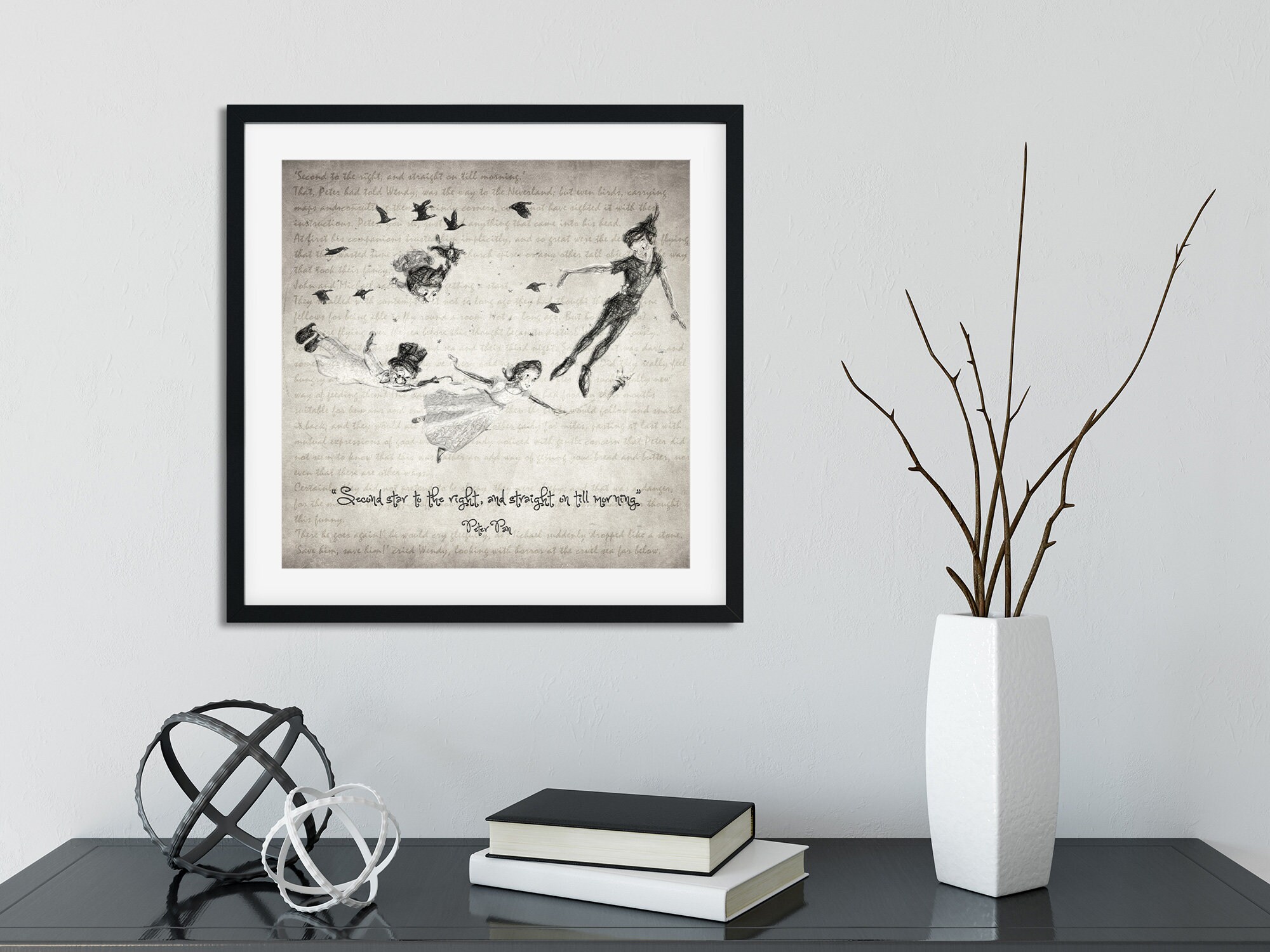 Peter Pan Quote Drawing Peter Pan Nursery Peter Pan | Etsy