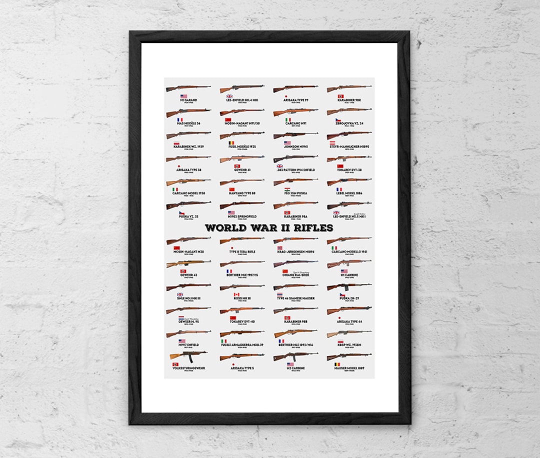 World War II Rifles - Art Print - WW2 Poster - Military Gift - US ...