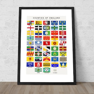Counties of England - Art Print - British County Flags Poster - Britain ...