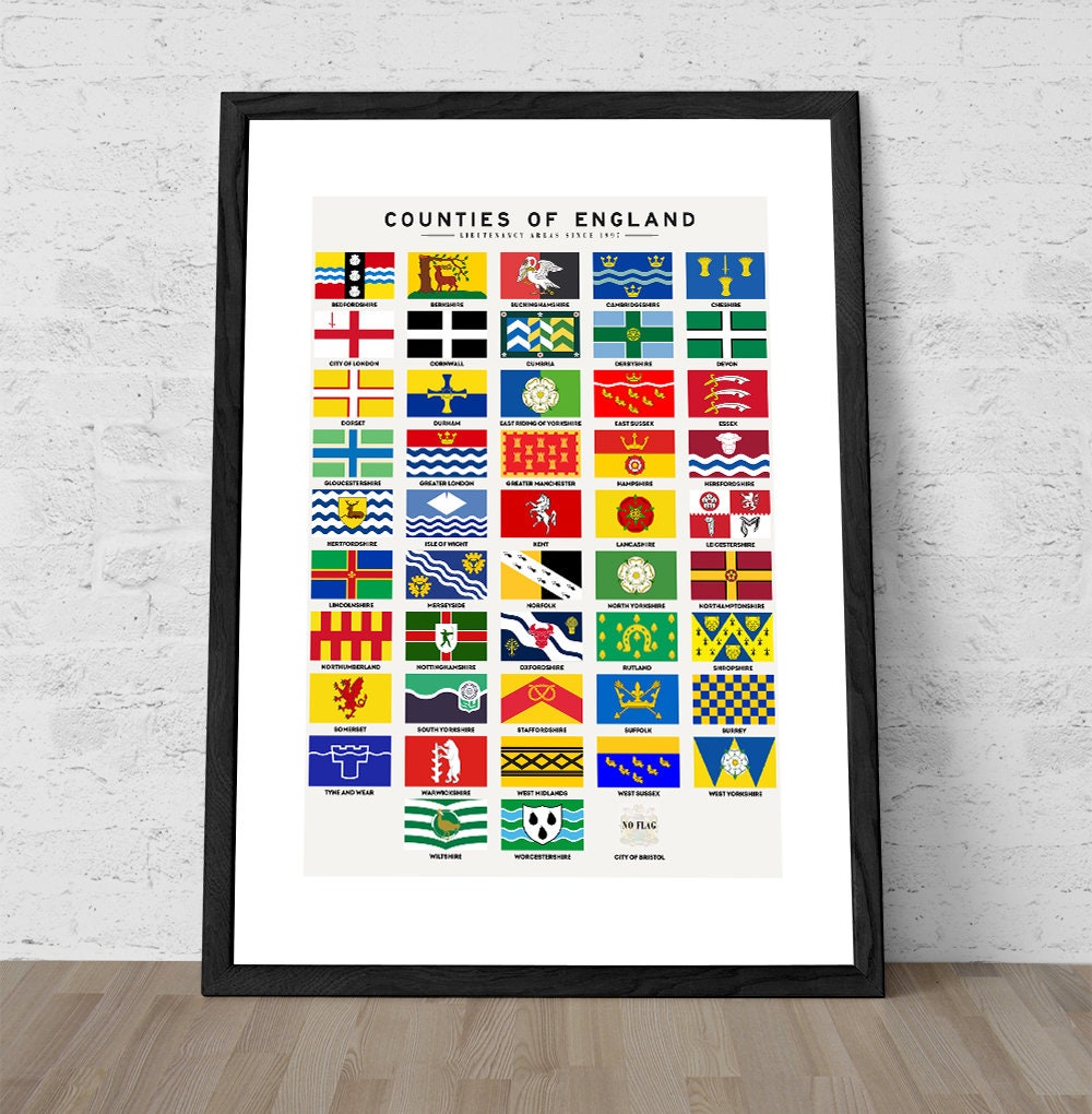 Counties of England Art Print British County Flags Poster - Etsy Canada