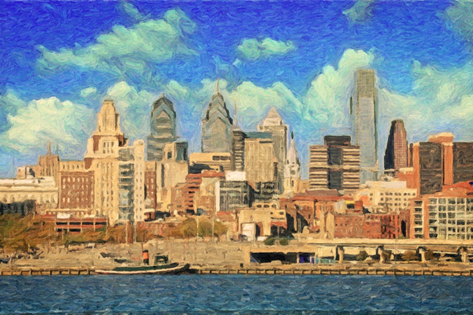 Philadelphia Skyline Painting Fine Art Print Pennsylvania Art - Etsy