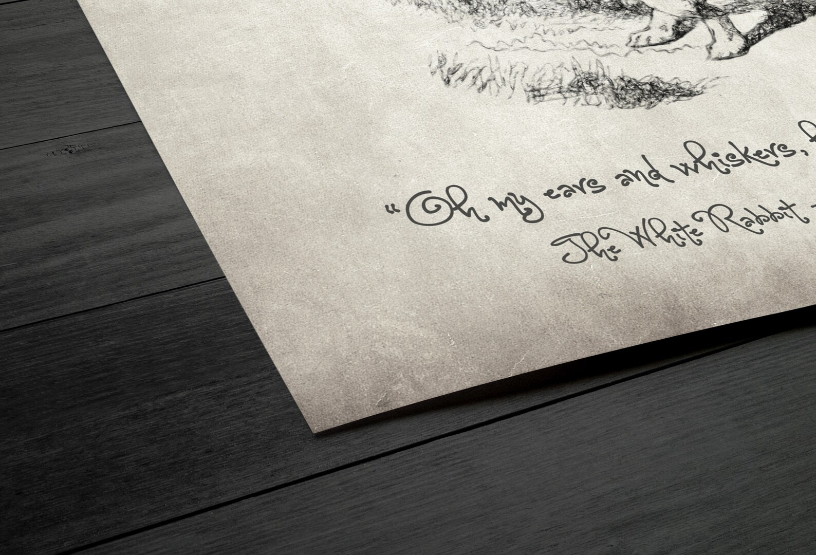 White Rabbit Quote - Alice in Wonderland- Drawing - Quote Prints ...