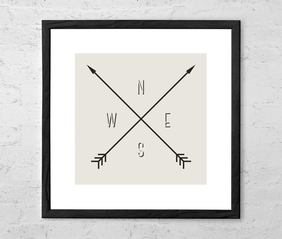 Compass Art Print - Farmhouse Decor - Compass Poster - Compass Wall ...